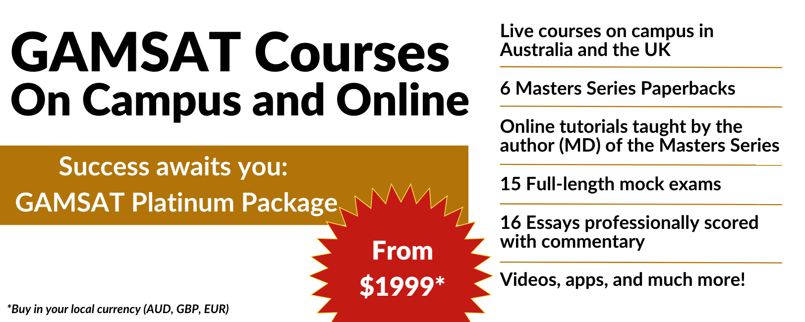 The Best GAMSAT Courses Online and On Campus: GAMSAT Preparation | Gold ...